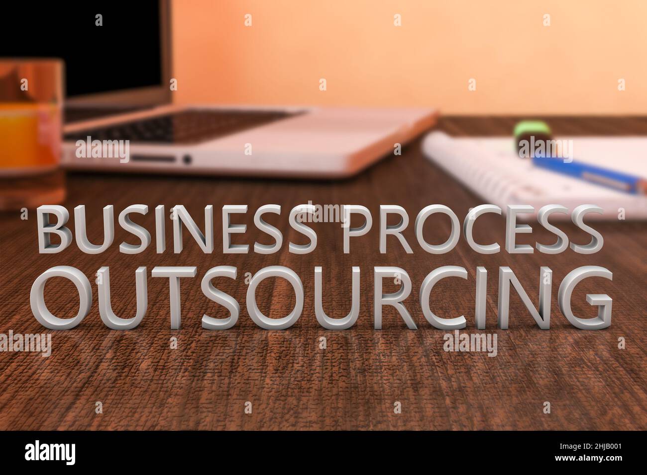 BPO - Business Process Outsourcing - letters on wooden desk with laptop ...