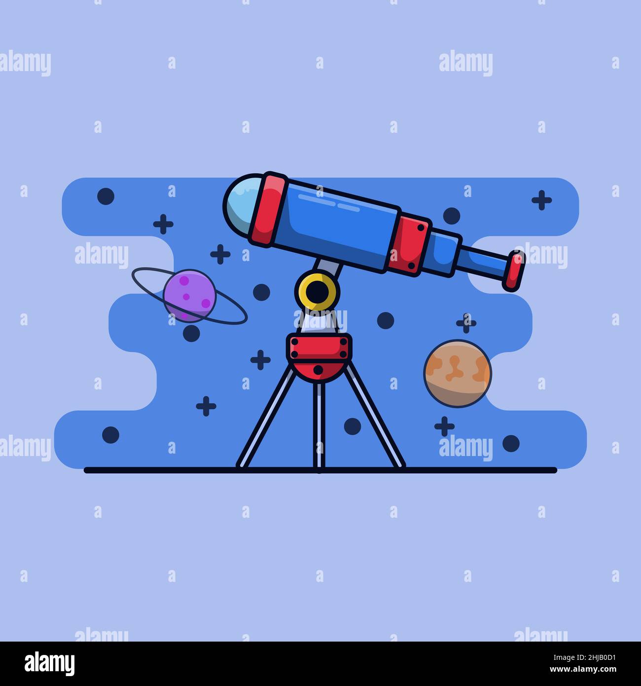 vector illustration of telescope icon.telescope, star, and planet.flat ...