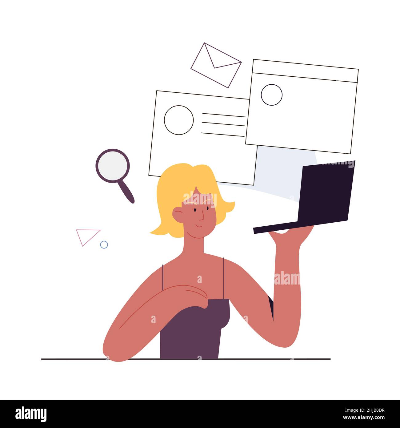 Content marketing manager working on email campaigns. Organizing and ...