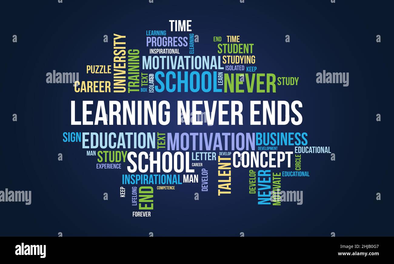 Learning never ends word cloud template. Creative concept vector background Stock Vector Image ...