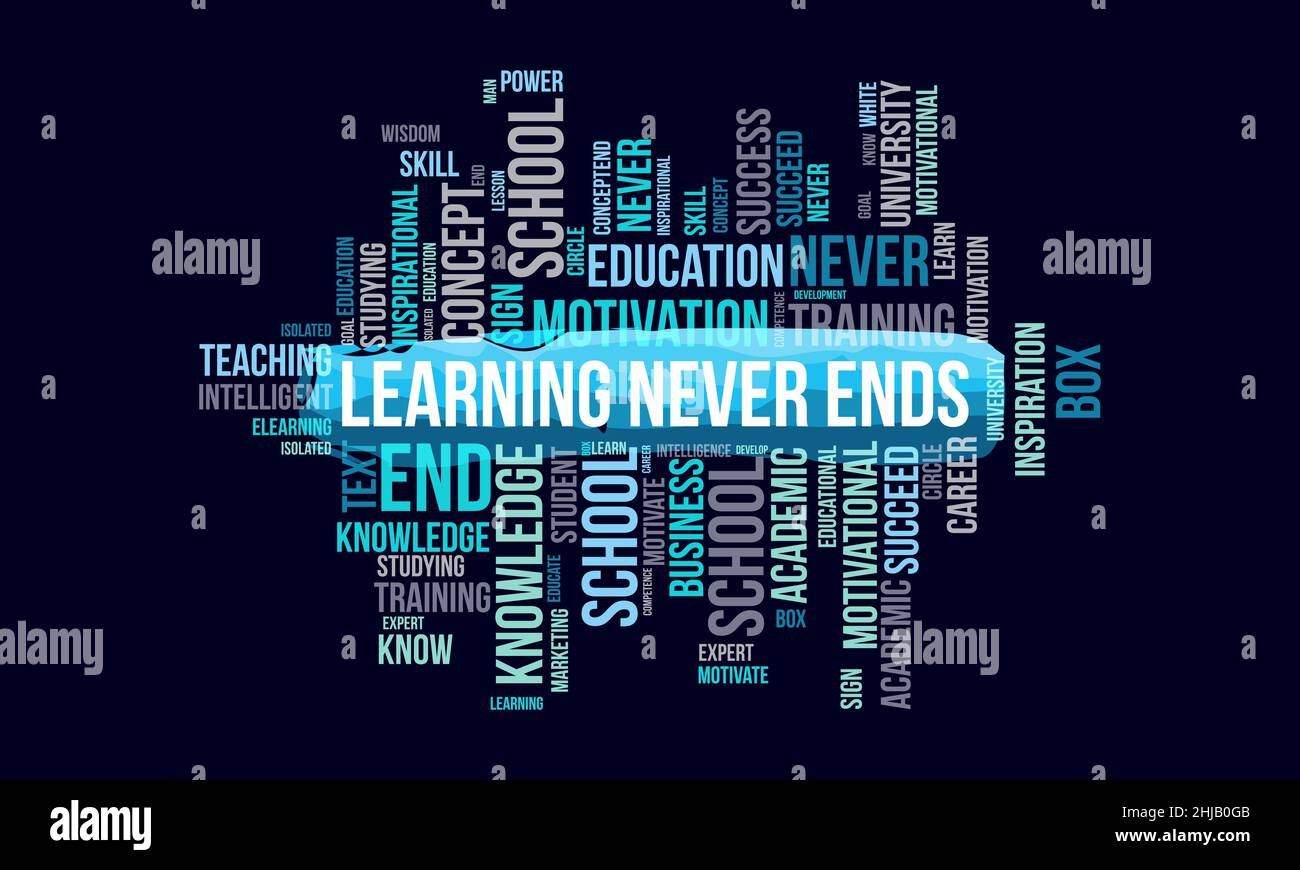 Learning never ends word cloud template. Creative concept vector background Stock Vector Image ...
