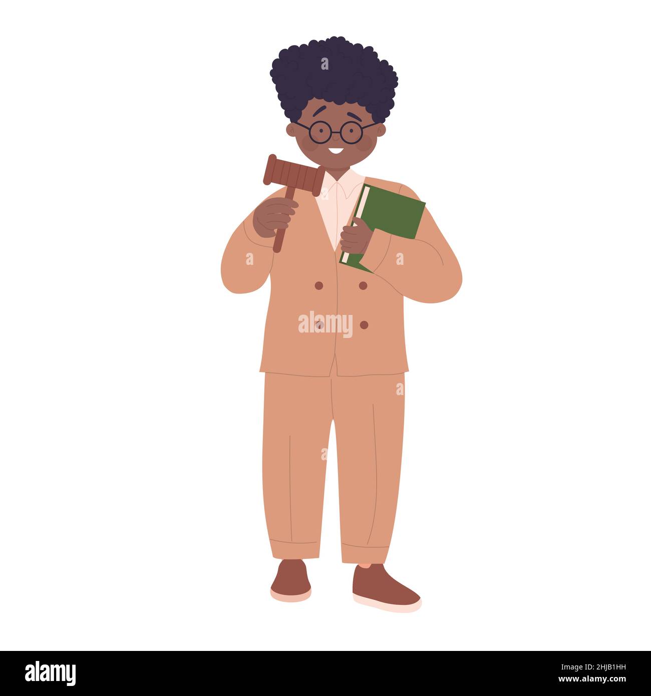 Dark skin boy dreaming of being professional court judge. Public ...