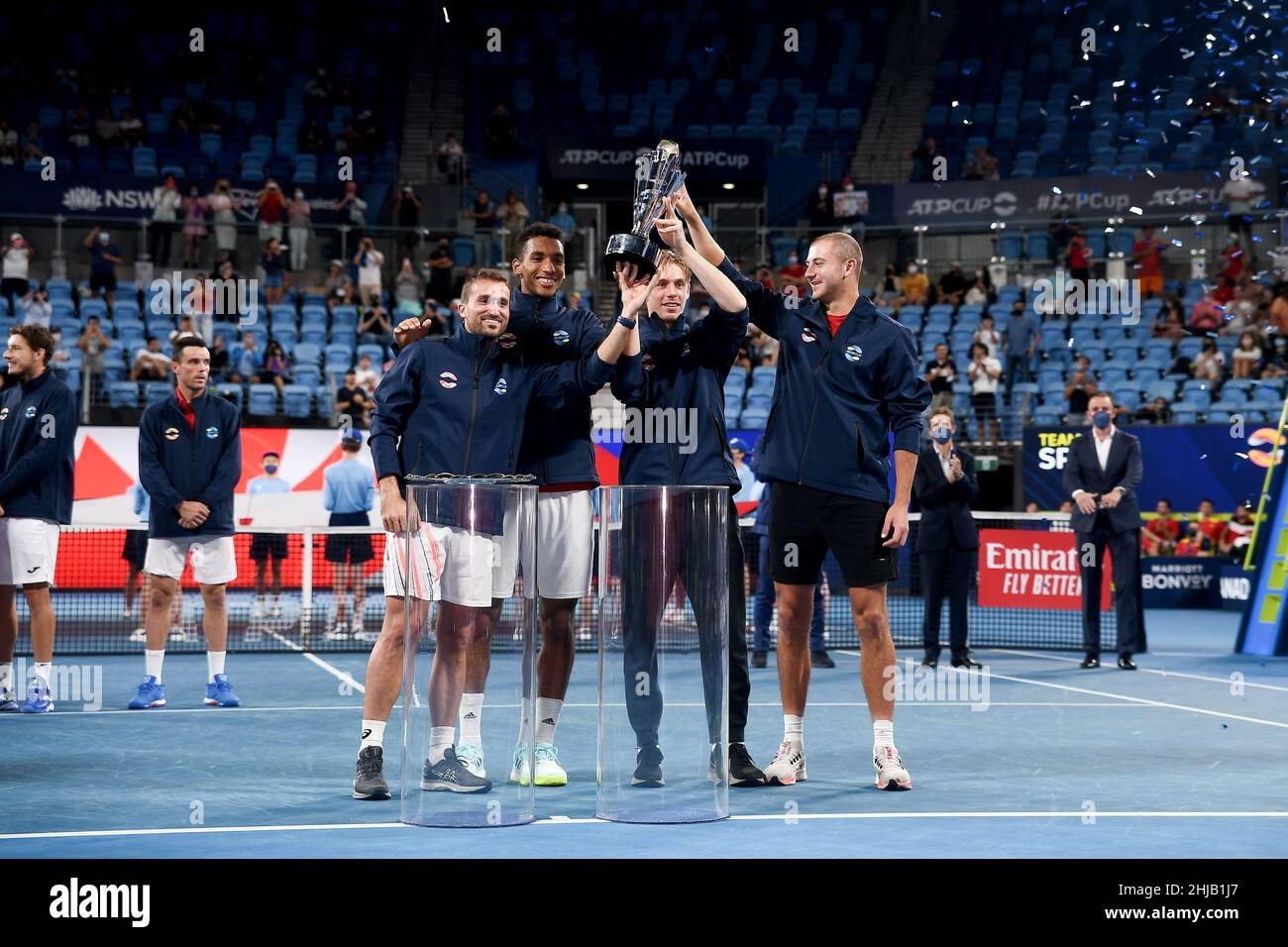 Sydney, Australia, 9 January, 2022. Canada hold up the winners trophy ...