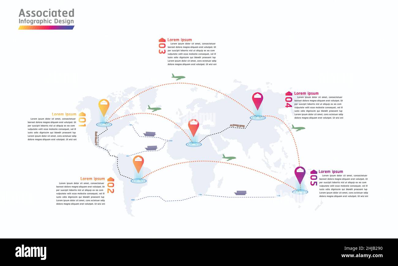 associated company factory world map mark point infographic design ...