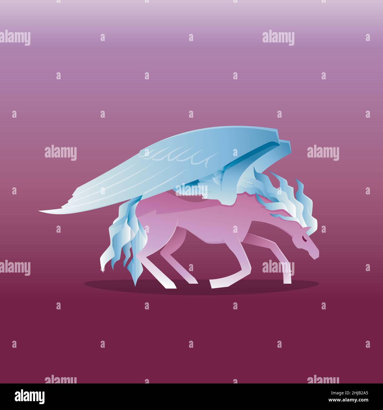 Beautiful Legend Pegasus Winged Horse Kneel Mythology Fantasy Creature ...