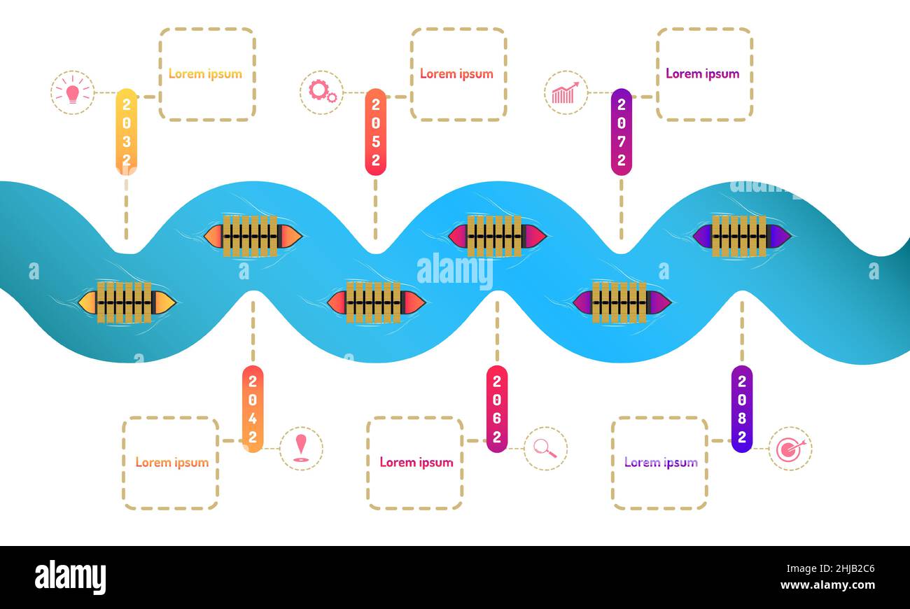 shipment floating in ocean way roadmap timeline elements with markpoint ...