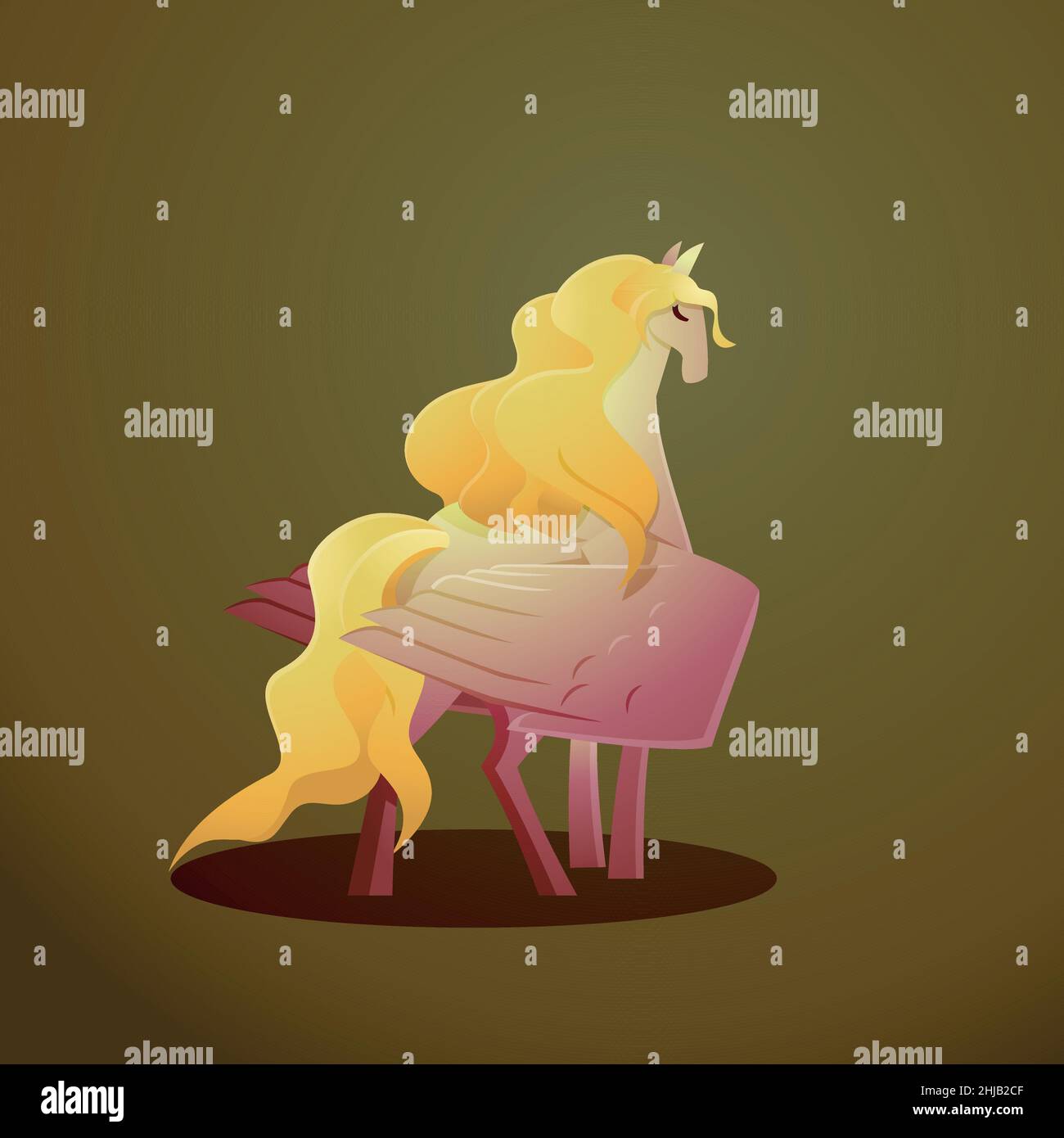 Beautiful Legend Pegasus Winged Horse Standing Back Mythology Fantasy ...