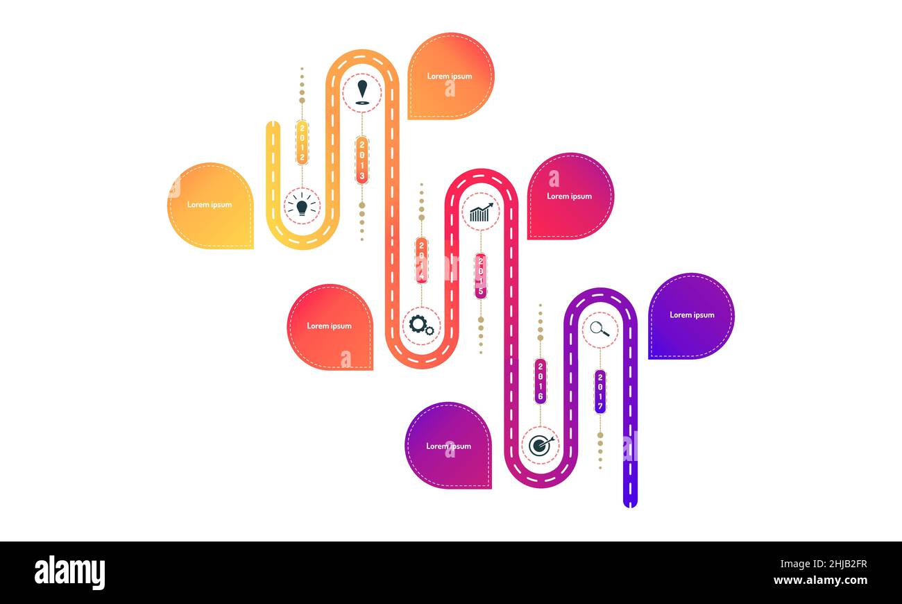 vertical bevel way roadmap timeline elements with markpoint graph think ...