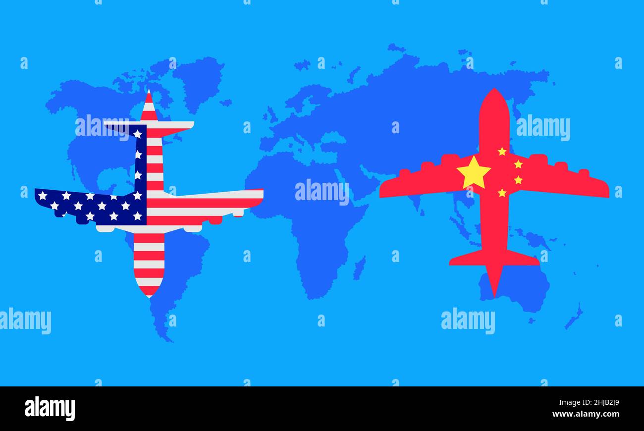 trade war. plane transports associated company factory world map ...