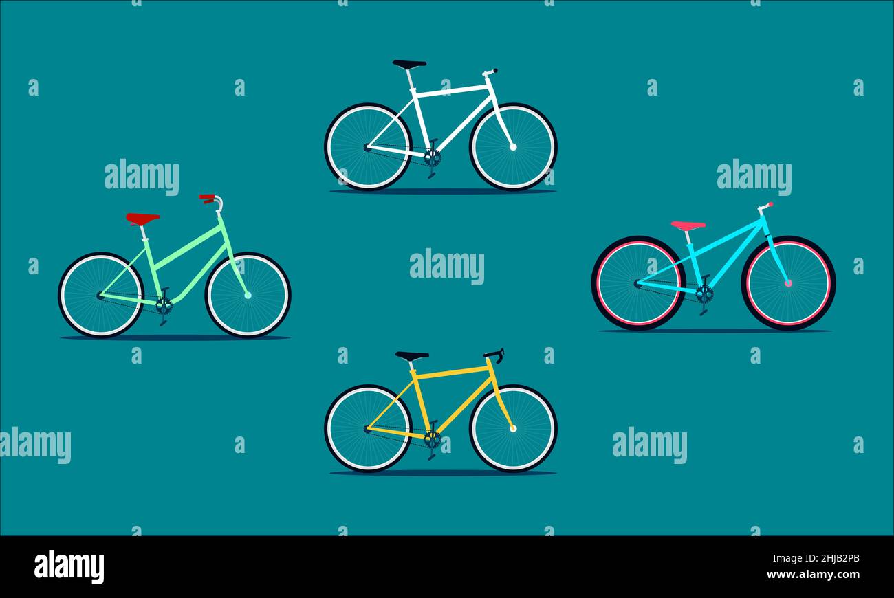 the four fix gear bicycle. flat colorful modern style. vector ...