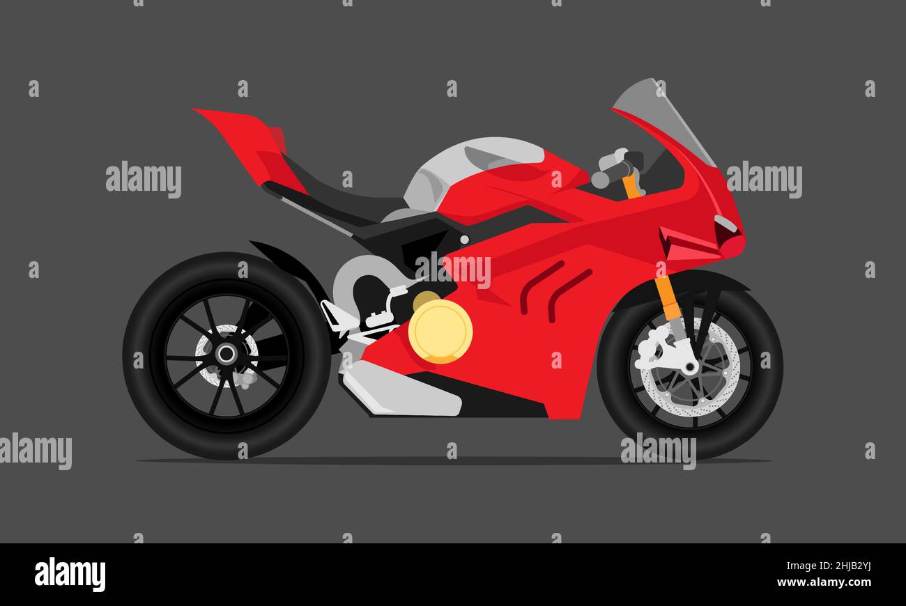 big bike motor fast speed modern sytle red gray color. vector ...