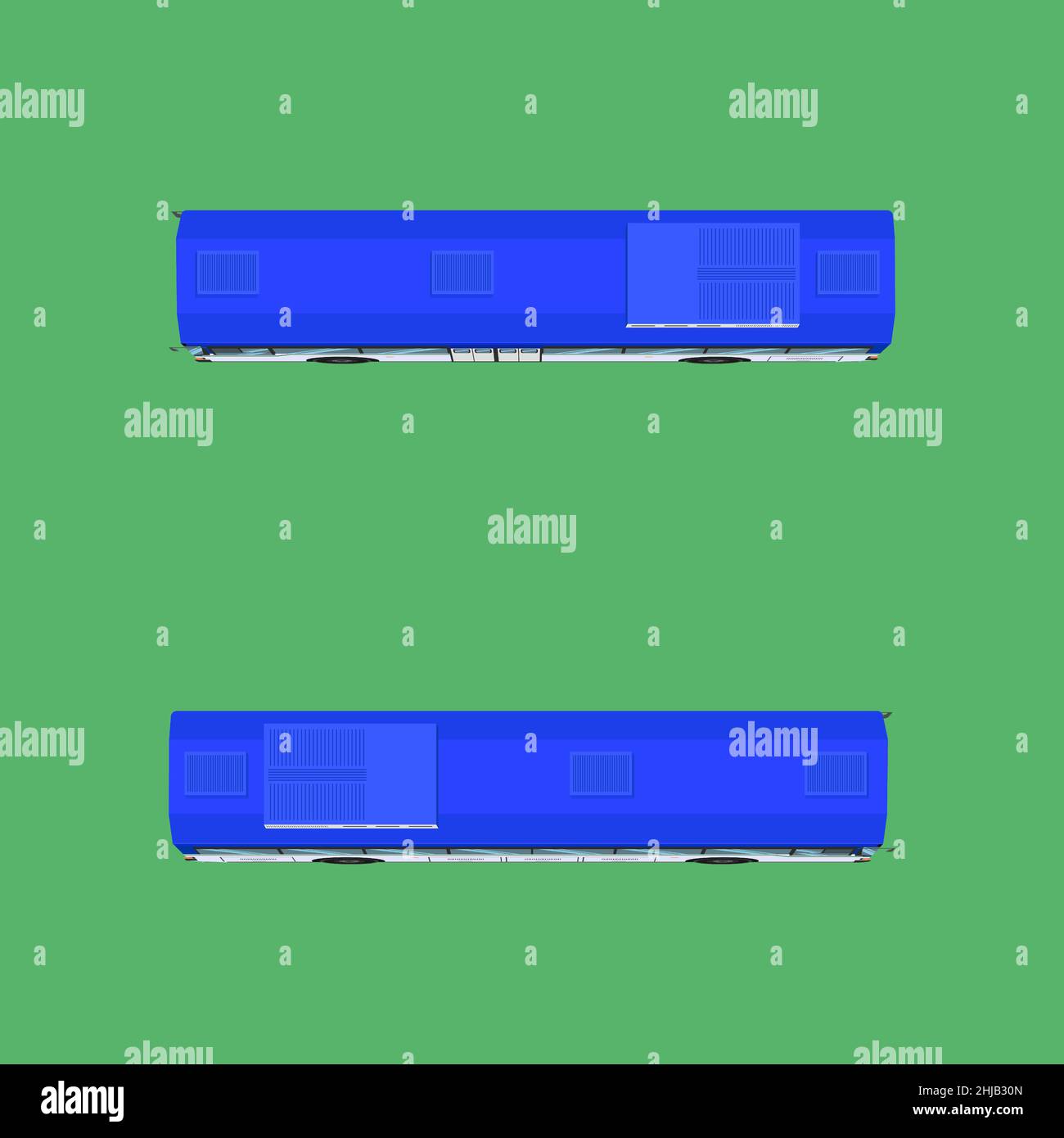 3d top view and little side view thai bus blue white green transport ...