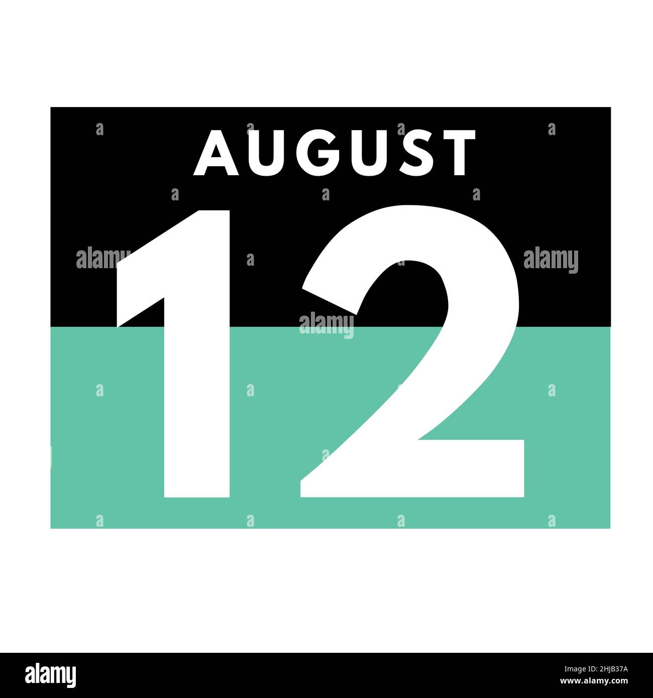 August 12 . Flat daily calendar icon .date ,day, month .calendar for ...