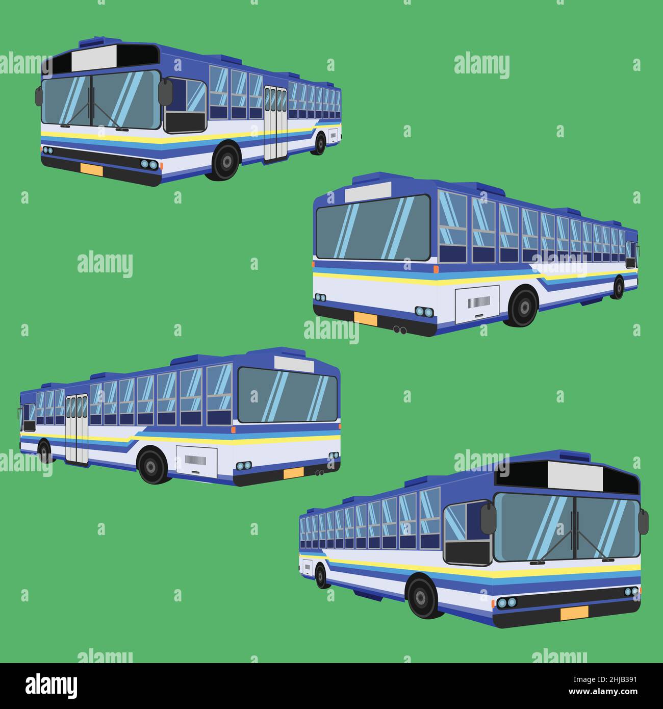 3d thai bus blue sky yellow white transport car vehicle driver fare ...