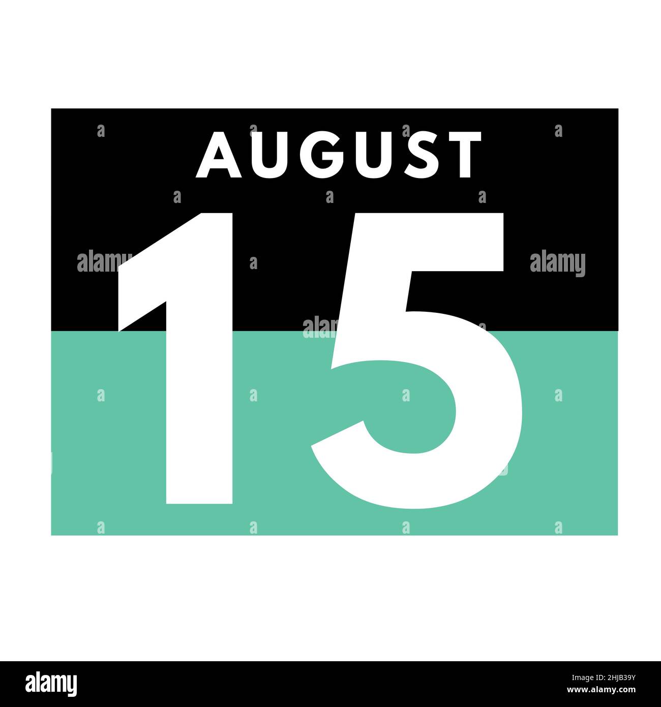 August 15 . Flat daily calendar icon .date ,day, month .calendar for ...