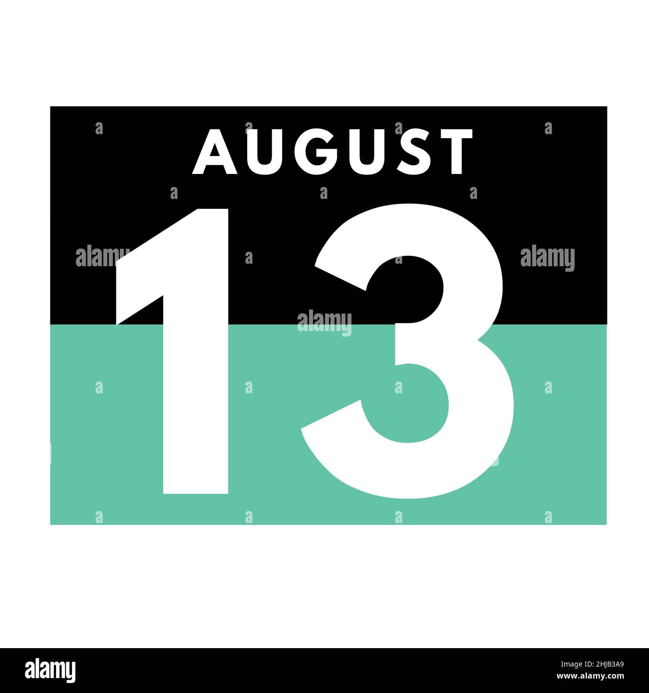 August 13 . Flat daily calendar icon .date ,day, month .calendar for ...