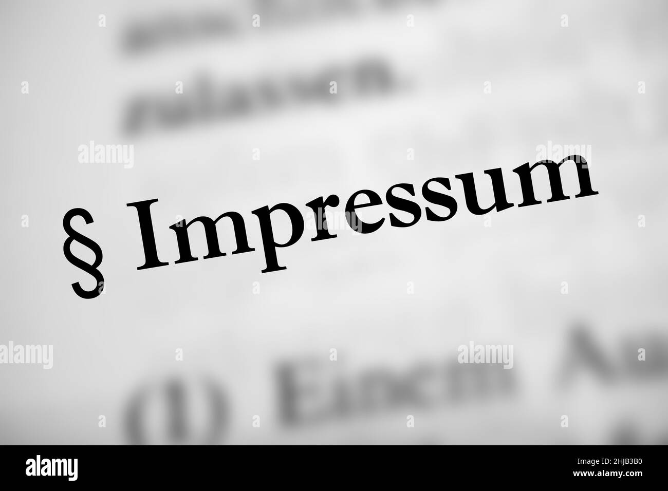 Illustration of the German word Impressum on the paper Stock Photo - Alamy