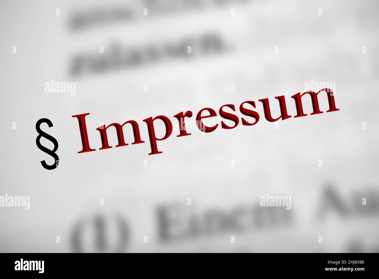 Illustration of the German word Impressum on the white paper Stock ...