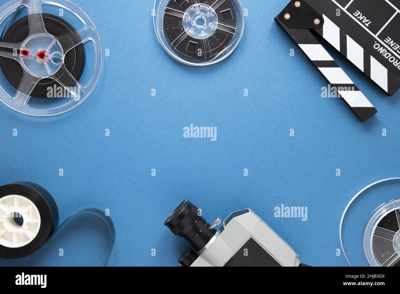 Movie cinema elements blue hi-res stock photography and images - Alamy