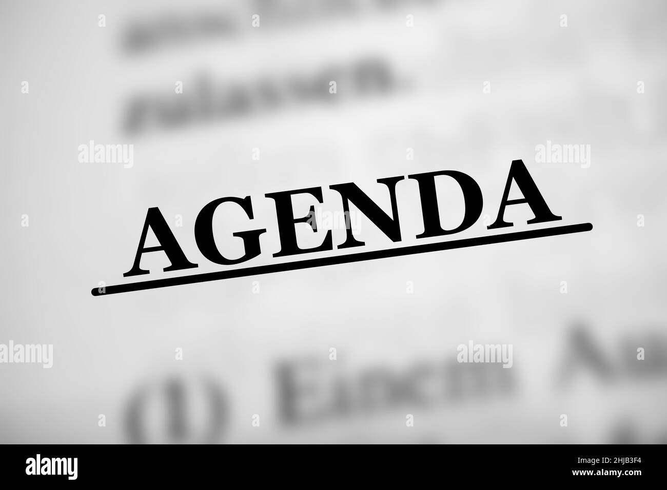 Illustration of the word Agenda on a white paper Stock Photo - Alamy