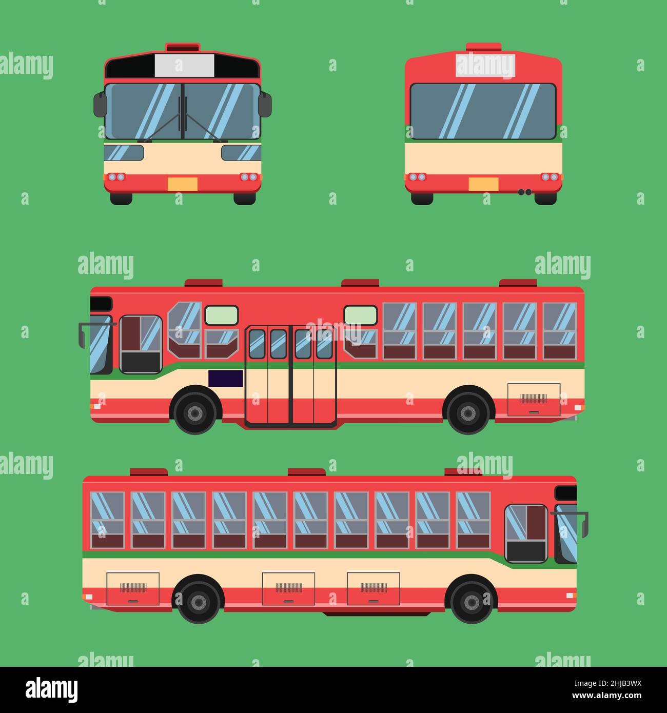 thai bus red green white transport car vehicle driver fare passenger ...