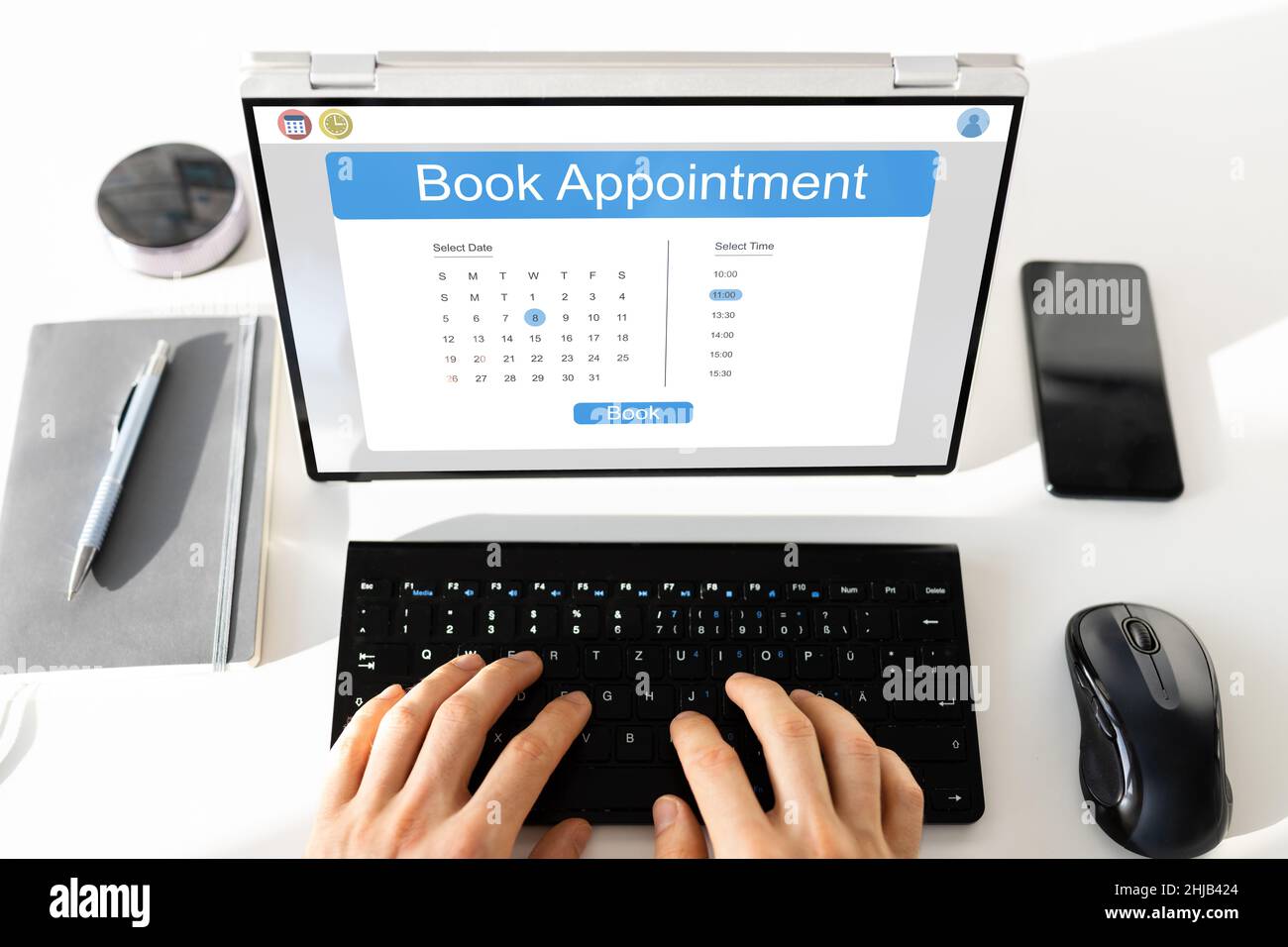 Booking Meeting Appointment On Laptop Computer Online Stock Photo - Alamy