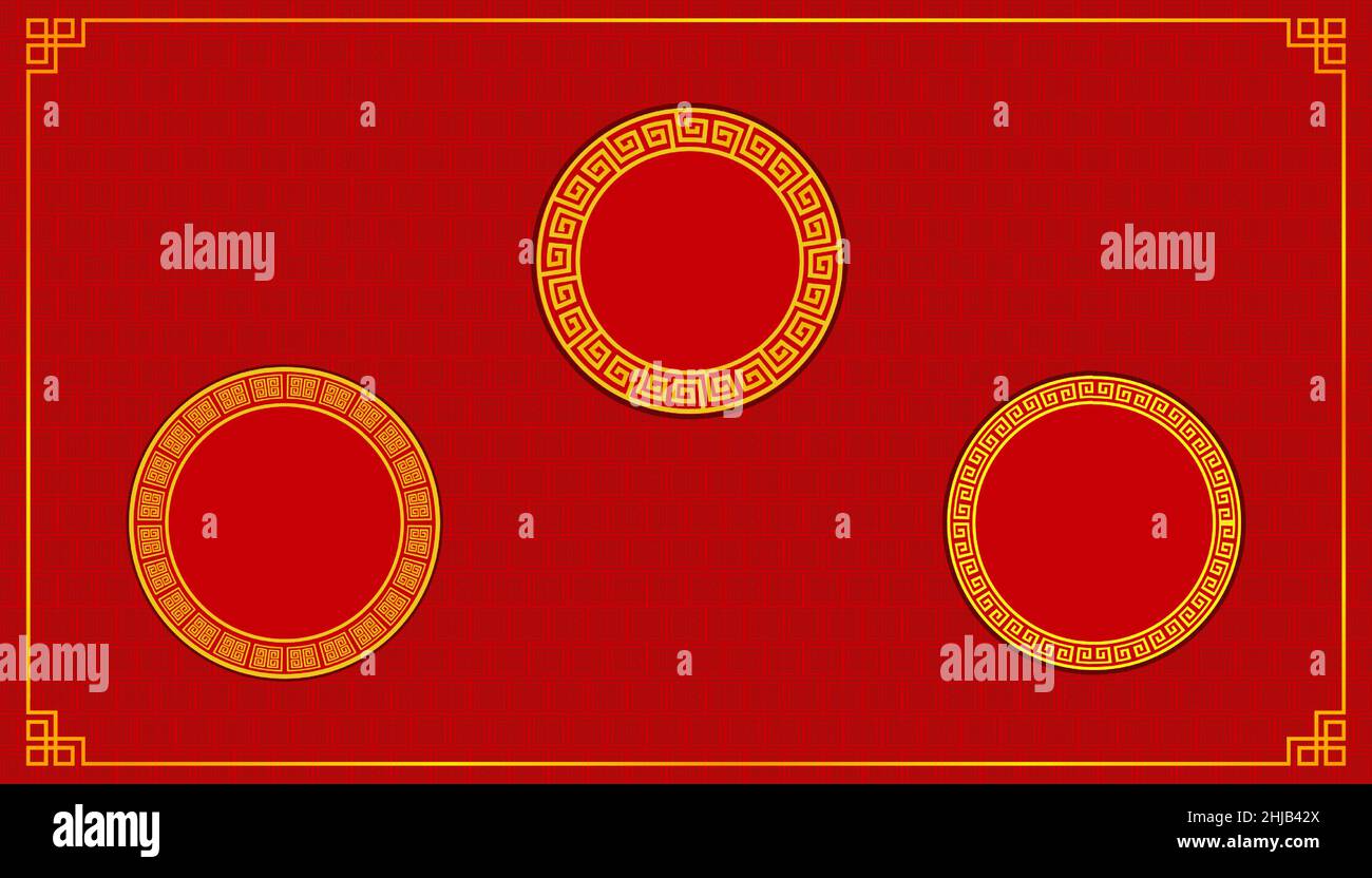 happy chinese new year. set of lucky one circle symbol. asia holiday ...
