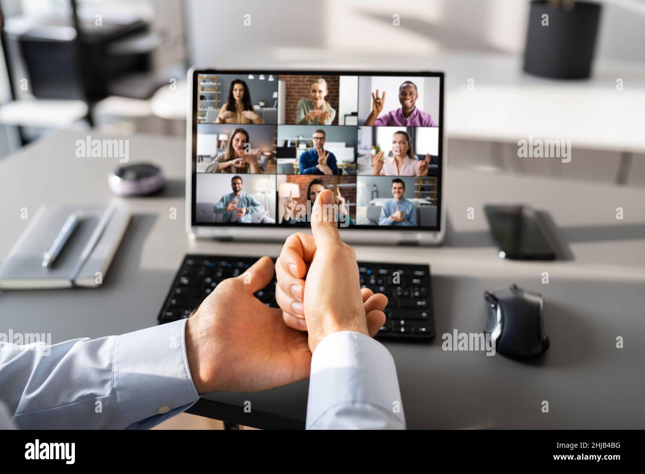 Sign Language Deaf Disabled People Video Conference Stock Photo - Alamy