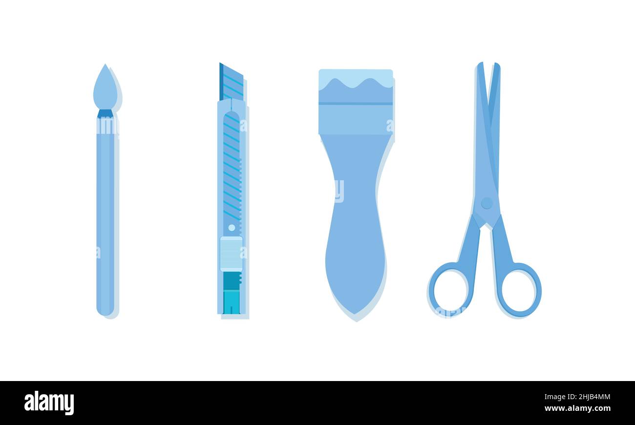 art equipment tools with paint cutter scissors vector illustration ...