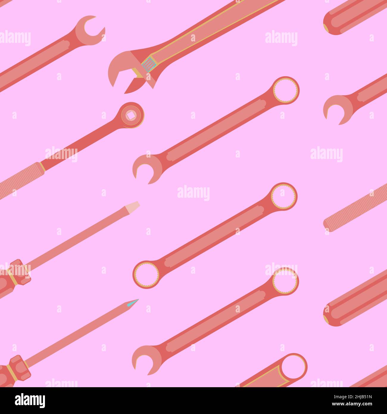 pattern seamless set of engineer tools with wrench spanner screw driver ...