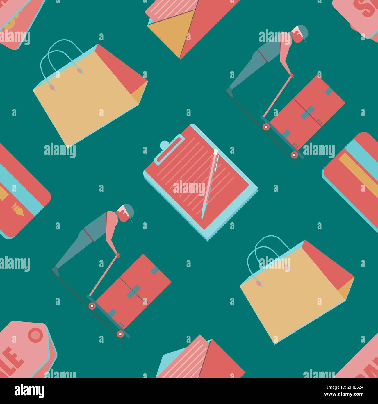 pattern seamless set of transport delivery business marketing concept ...