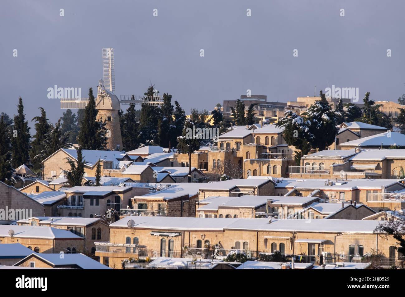 View toward the Montefiore Windmill and Yemin Moshe historic ...