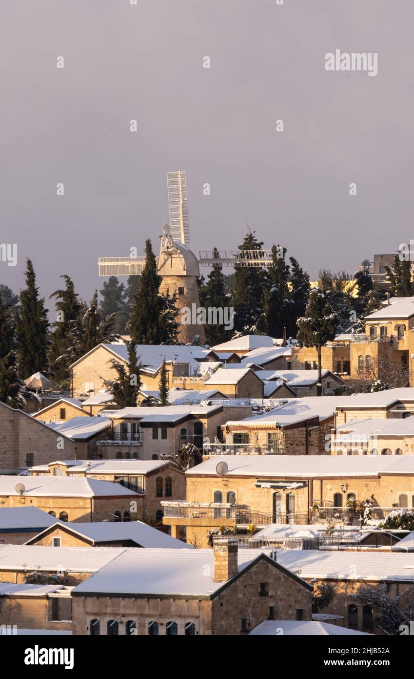 View toward the Montefiore Windmill and Yemin Moshe historic ...