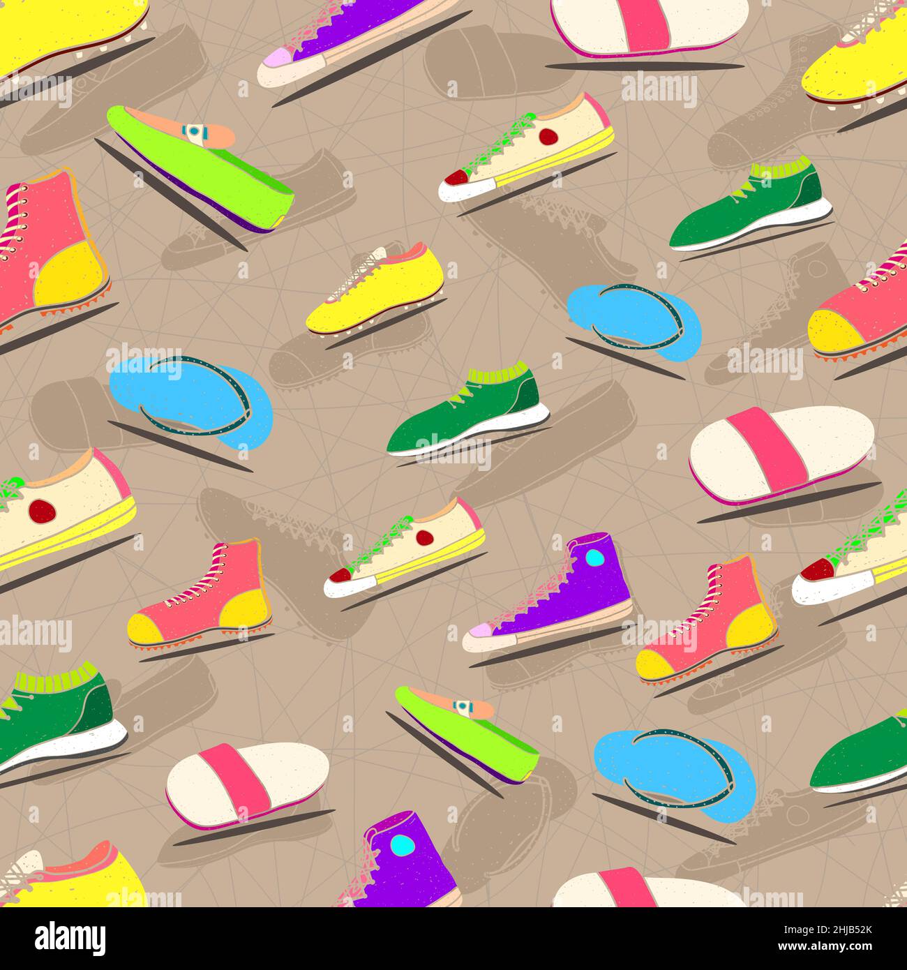 pattern seamless set of men shoes. colorful hand drawing design style ...