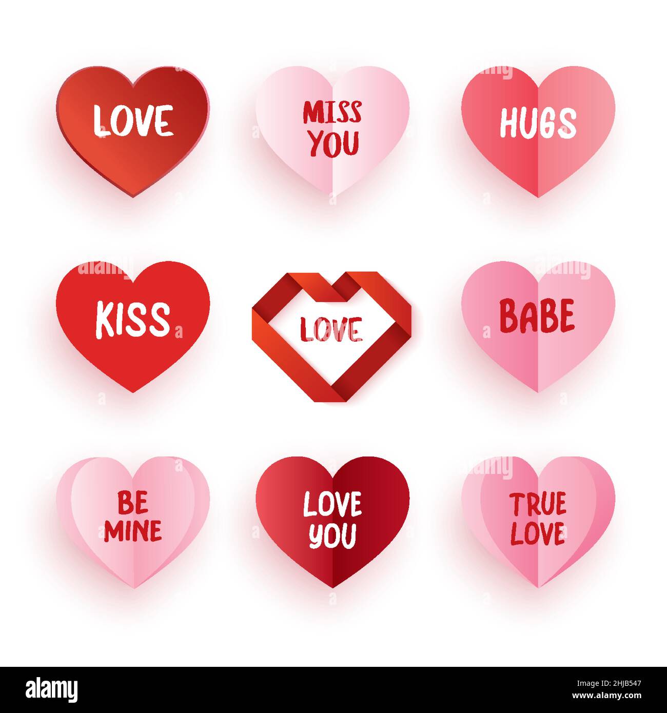 Set of conversation hearts for valentine’s day. Hearts and text on ...