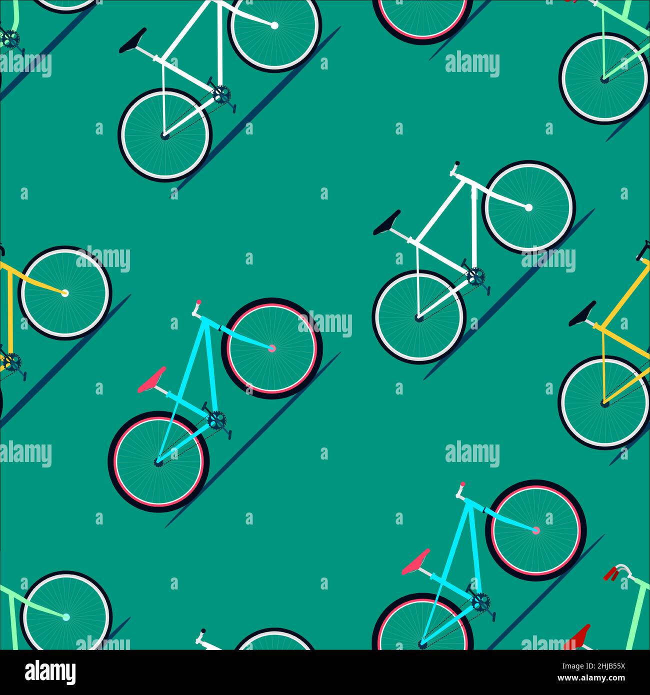 pattern seamless. set of the four fix gear bicycle. flat colorful ...
