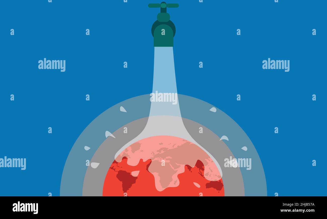 global warming. open water to save earth. hot planet. vector ...