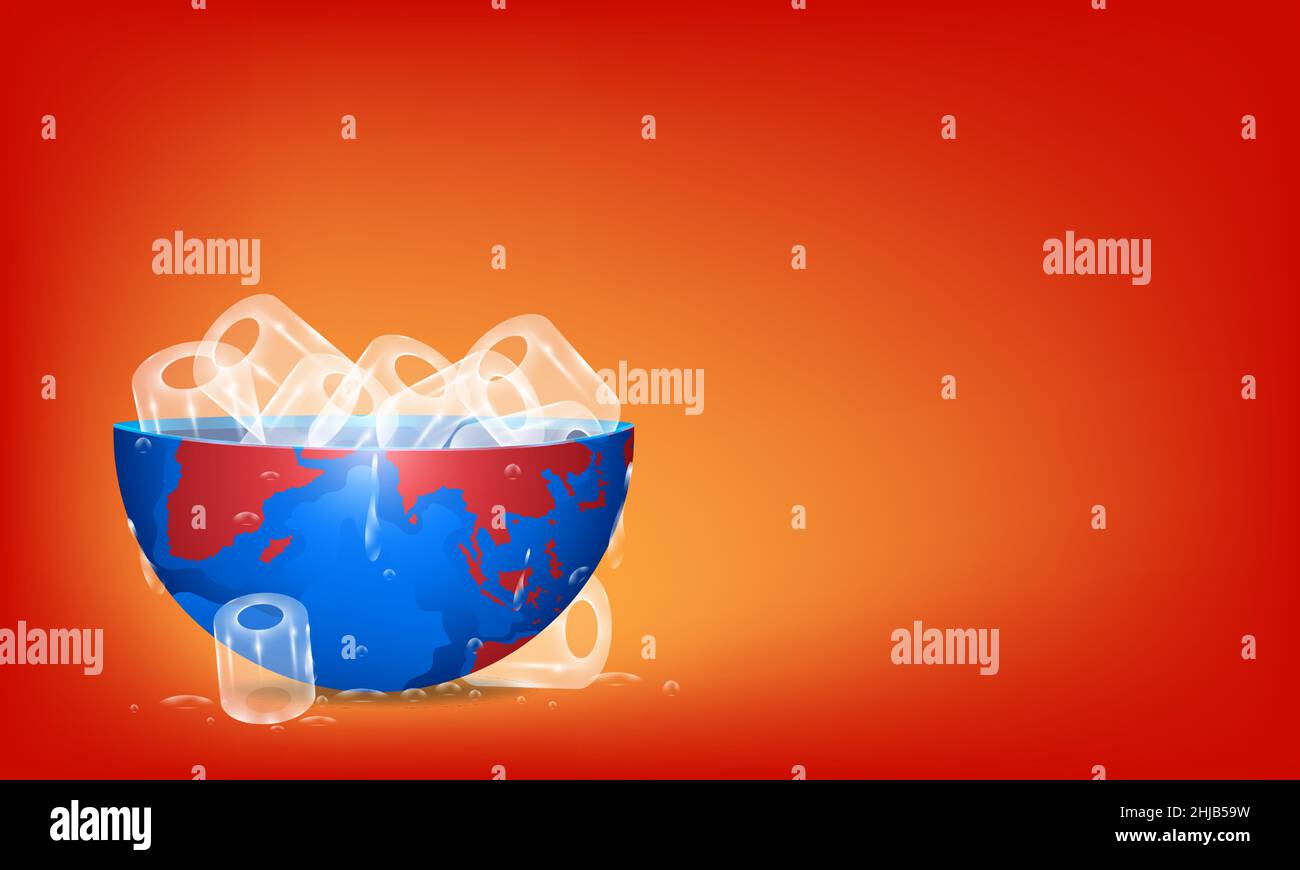 global warming concept. fill up the so cool ice to the earth. hot ...
