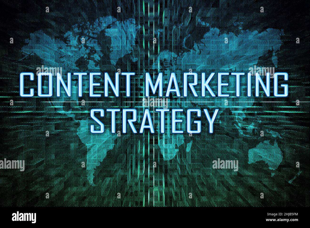 Content Marketing Strategy - text concept on green digital world map ...