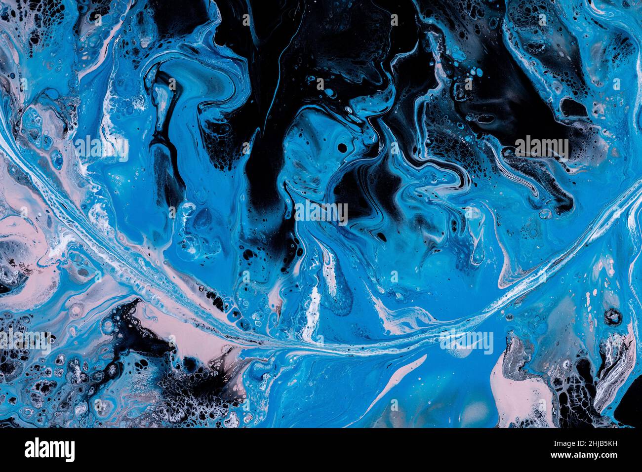 Abstract fluid art with smooth lines, spots, stains, bright acrylic ...