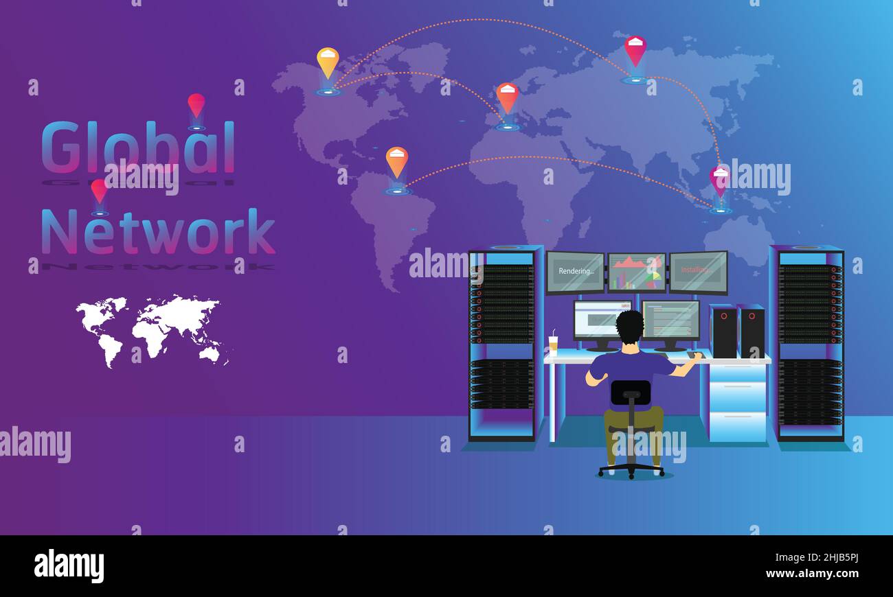 global network mapping world wide vector illustration eps10 Stock ...