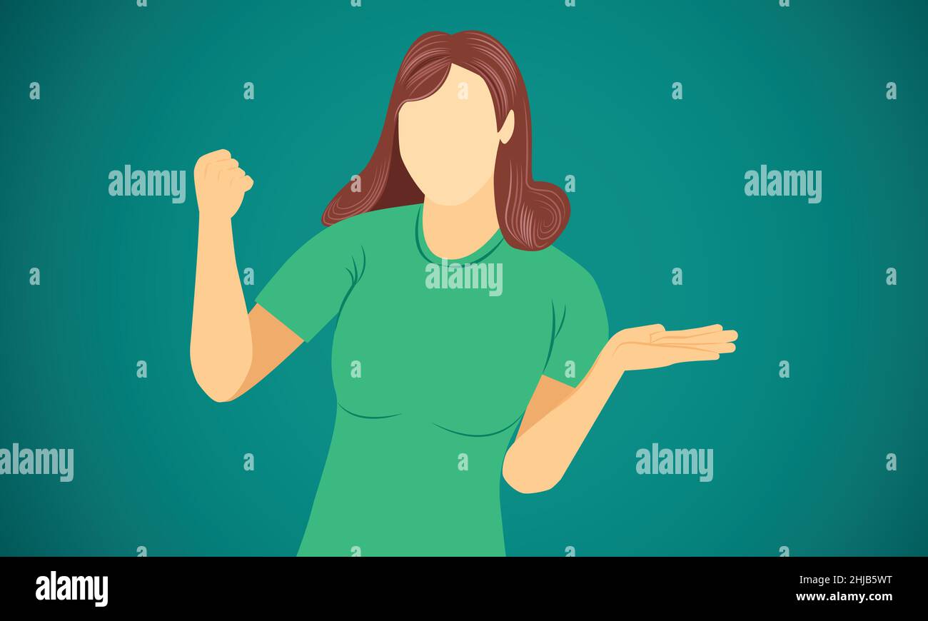 woman very happy show hand success finish goal on target vector ...