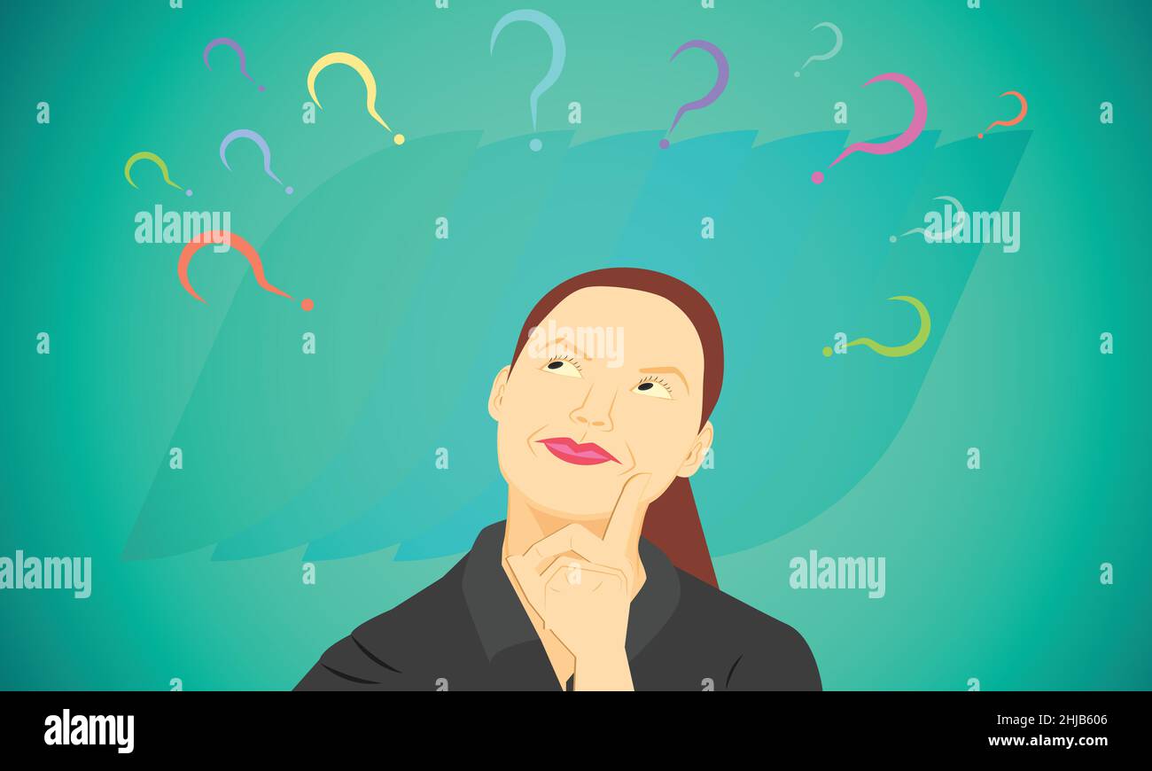 woman thinking to get an ideas concept. vector illustration eps10 Stock ...
