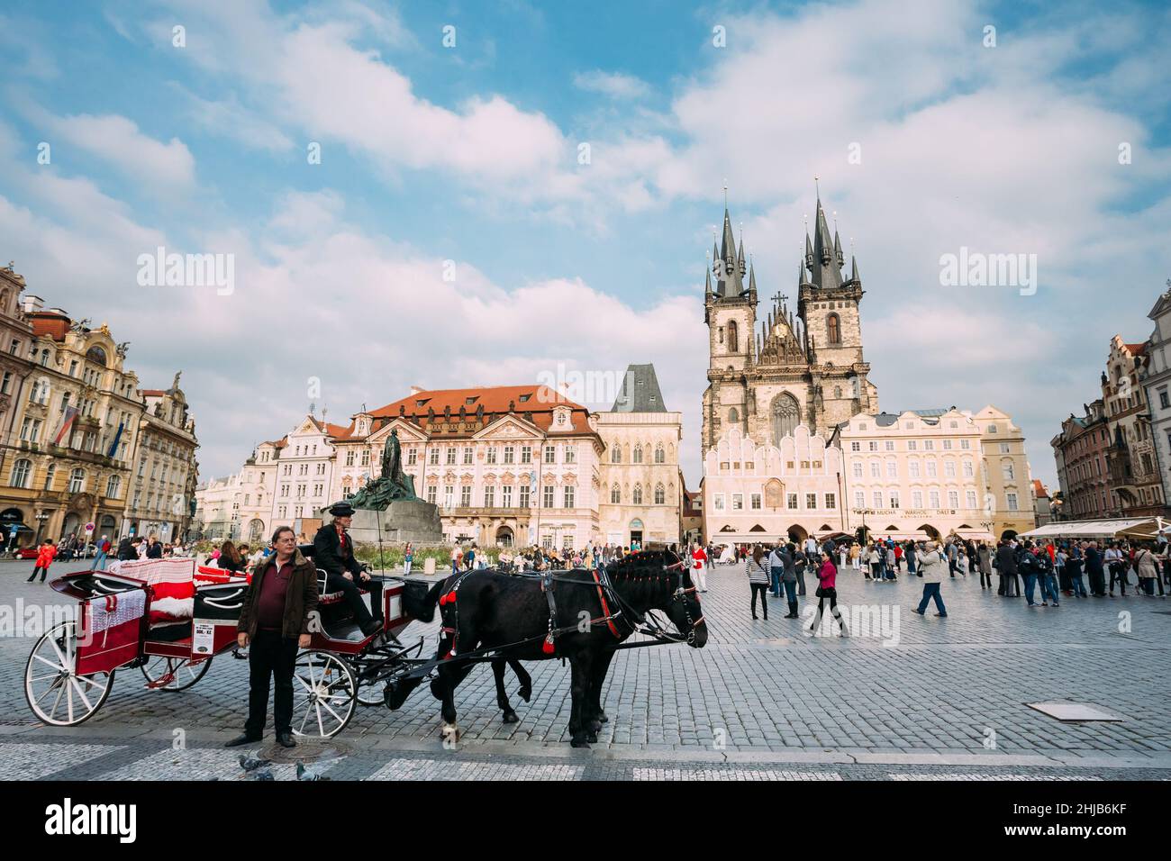 Old-fashioned Coach And Coachman At The Old Town Square in Prague ...