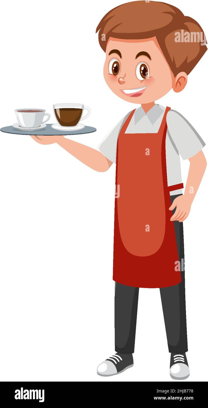 A coffee man cartoon character on white background illustration Stock ...
