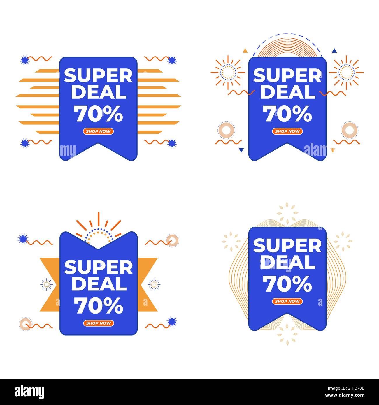 blue big sale discount badges collection design Stock Photo - Alamy