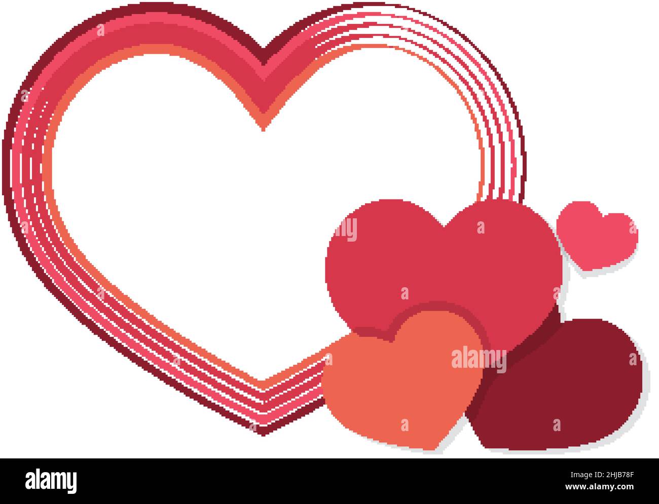 Heart frame with red heart elements illustration Stock Vector Image ...