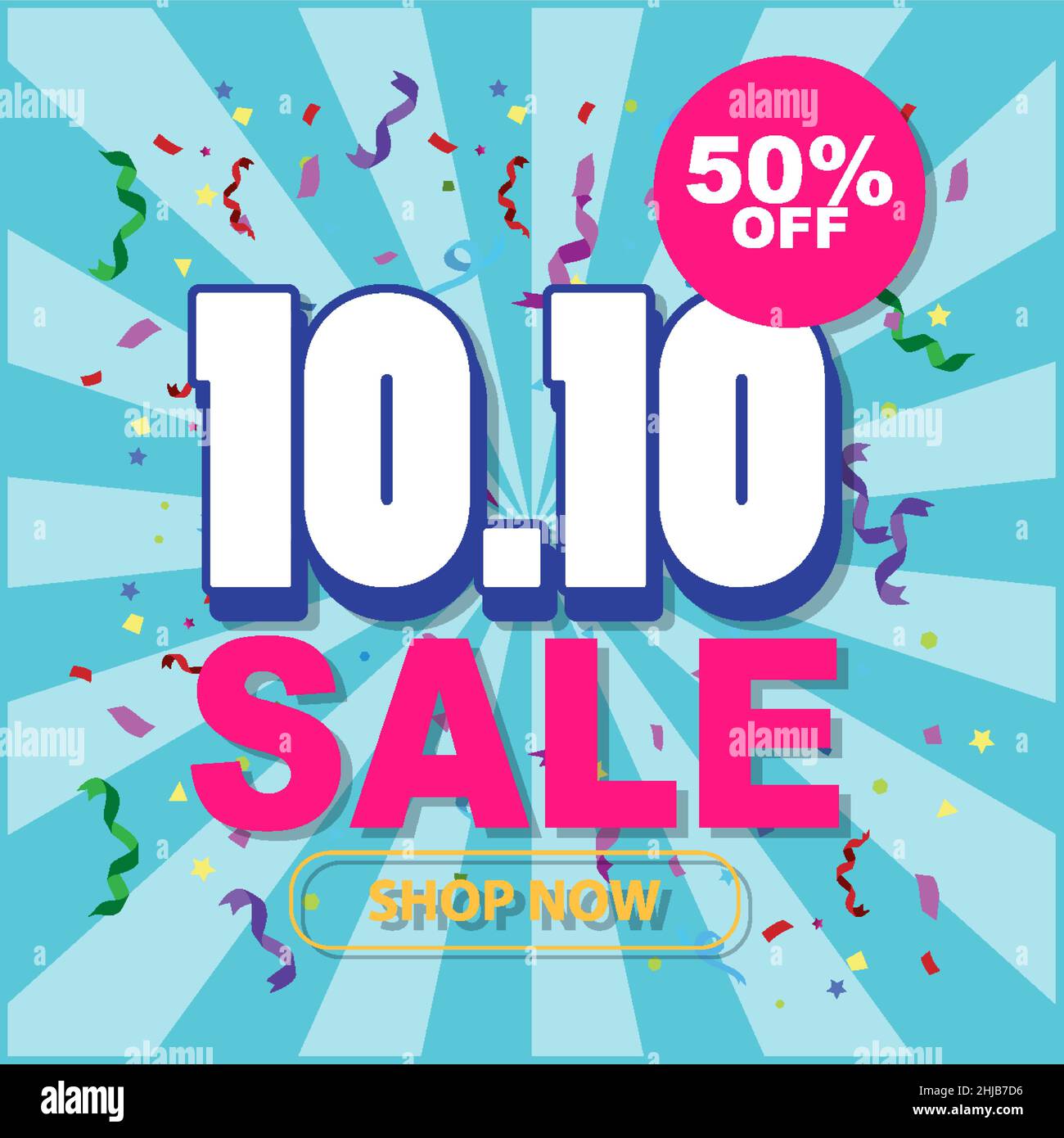 10.10 Sale promotion banner on blue rays illustration Stock Vector ...
