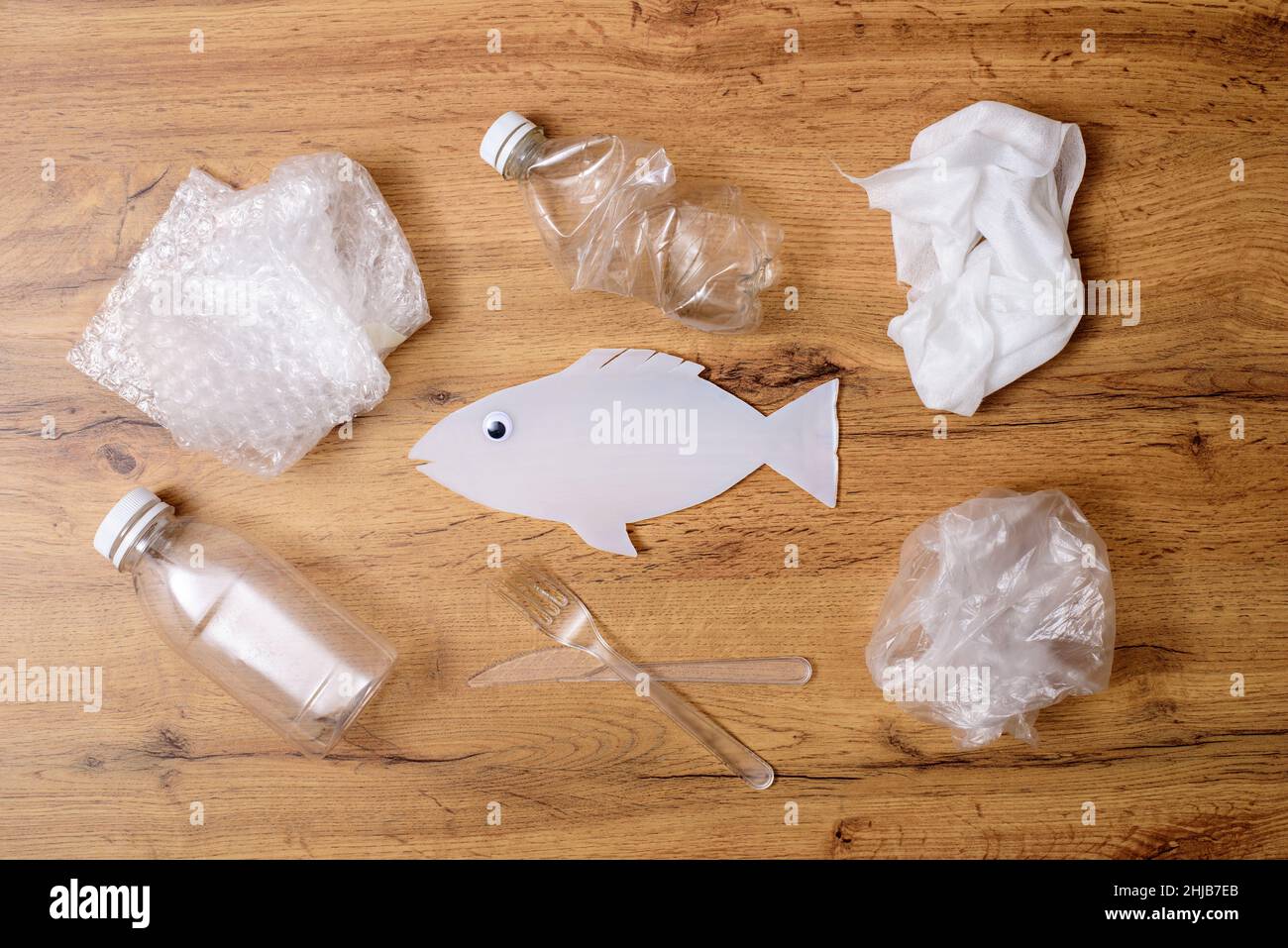 fish and water pollution by plastic waste, garbage concept Stock Photo ...
