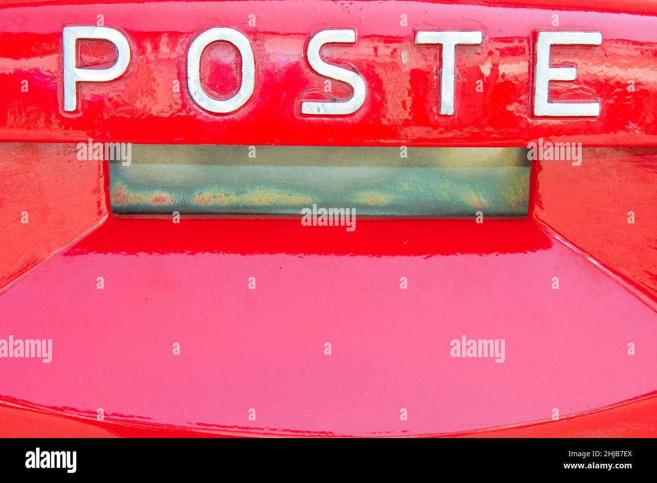 Old italian public red metal mailbox with italian Poste text Stock ...